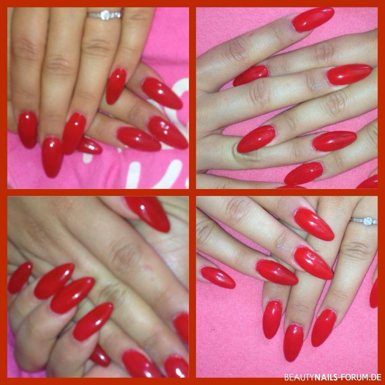 Rote Nägel mit Nageldesign